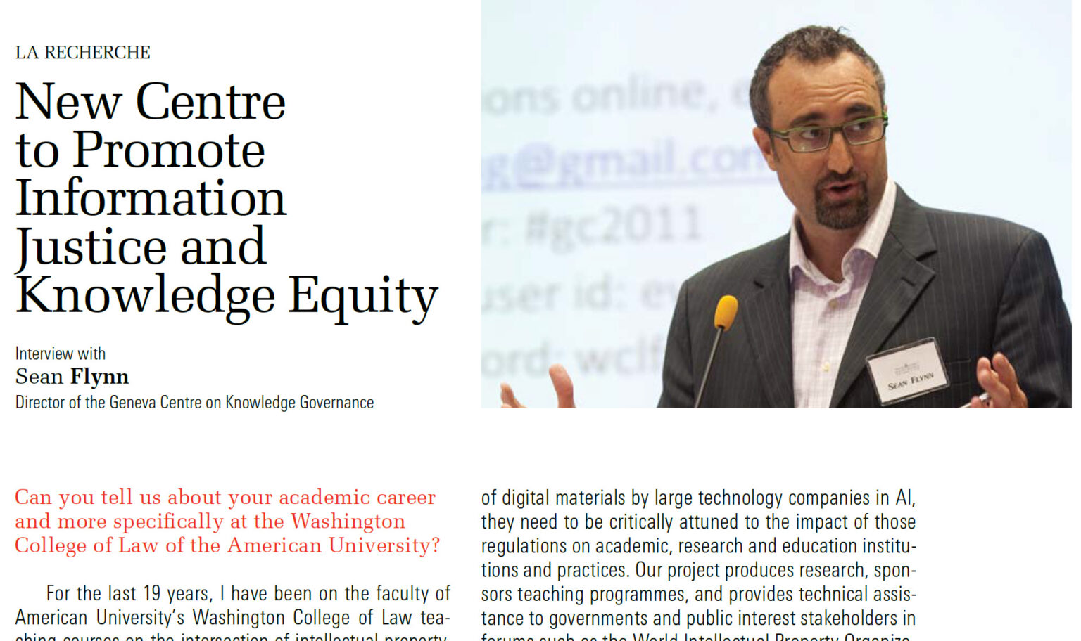 Centre Director Sean Flynn featured in ‘GLOBE’ – Centre on Knowledge ...